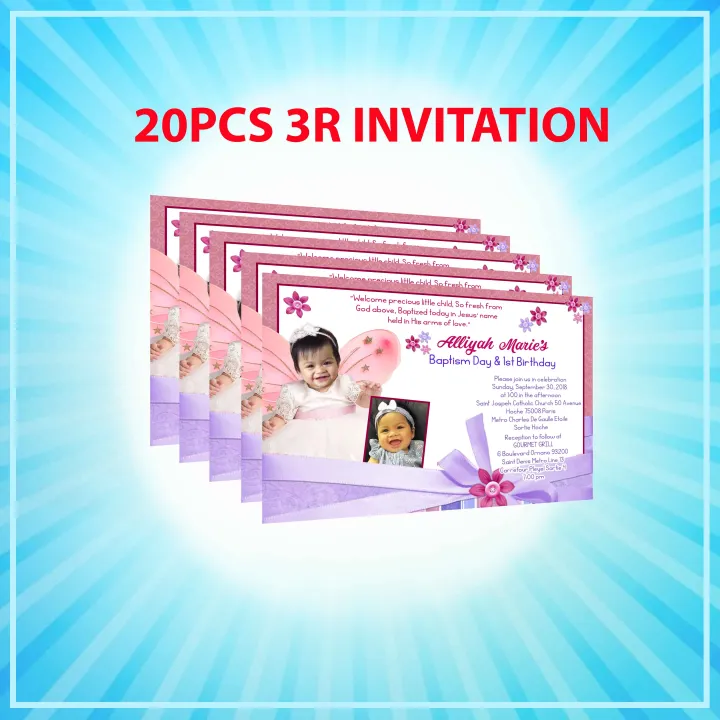 INVITATION 3R SIZE FOR BIRTHDAY/BAPTISM | Lazada PH