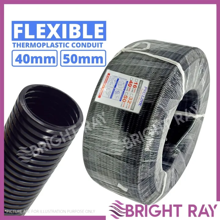 (1ROLL) 40MM / 50MM PVC Flexible Hose HDPE Corrugated Conduit Electric ...