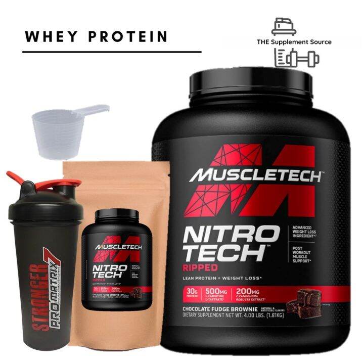 Muscletech Nitrotech Ripped REPACKED 1lbs 2lbs with Shaker Whey Protein ...