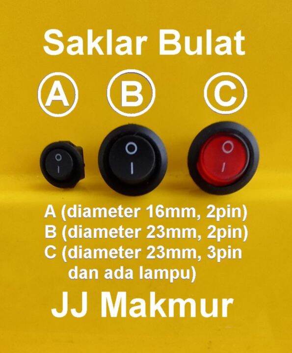 Saklar Manual Bulat Kecil ON OFF 16mm 24mm - Round Push Mini Button or ...