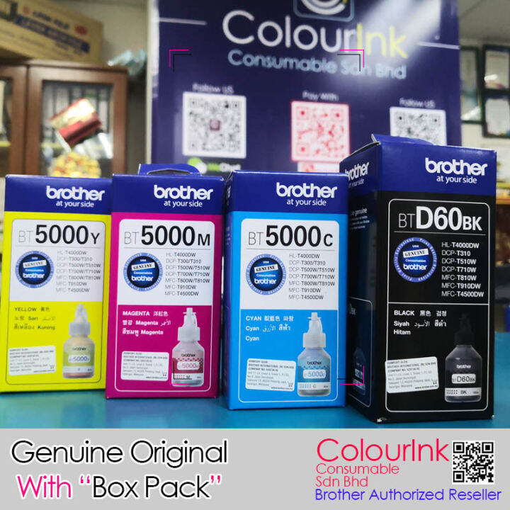 BROTHER ORIGINAL BTD60BK BLACK BT5000C BT5000M BT5000Y REFILL INK ...