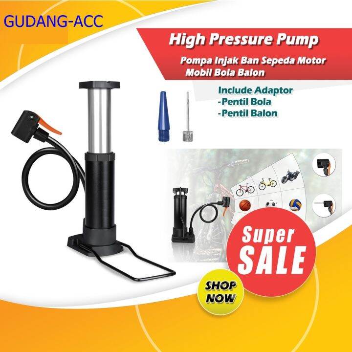 Pompa Injak TABUNG Ban Sepeda Motor Mobil Dual Head Valve Mini Foot ...