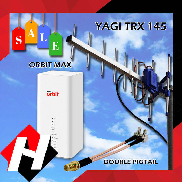 Paket Modem Router Orbit Max H1 B628+ Antenna Yagi TRX 145 Dual Pigtail ...