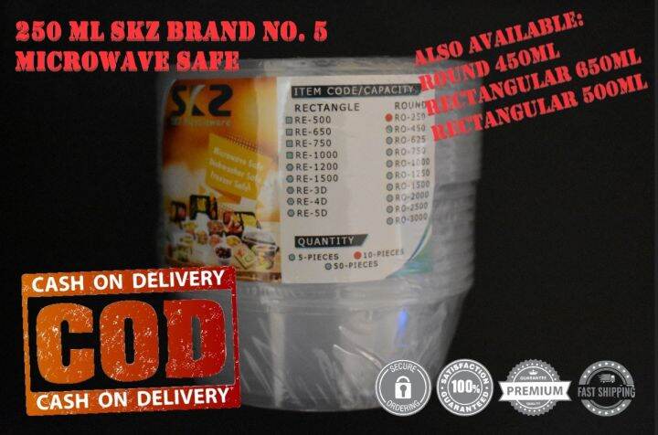 10 pcs Microwaveable Tub RO 250 ml RO 250 Round Microwaveable Tub 250ml ...