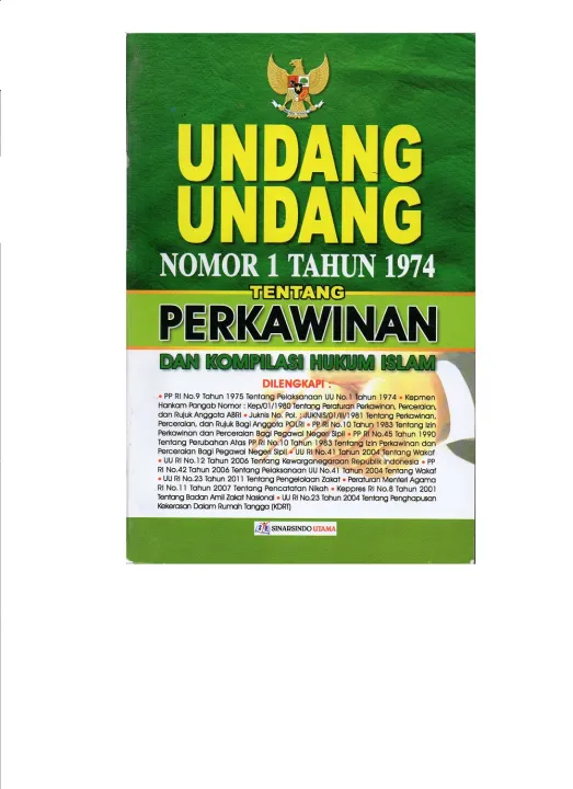 BUKU UNDANG-UNDANG PERKAWINAN - UNDANG-UNDANG NOMOR 1 TAHUN 1974 TENTANG PERKAWINAN - SU ...