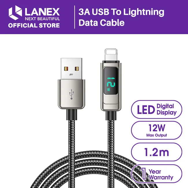 LANEX LS20L 3A USB To Lightning Data Cable 1M | Lazada