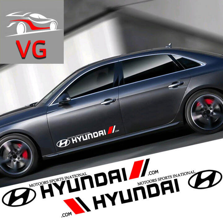 1 Pair Body Side Skirt Waterproof Vinyl Stickers for Hyundai Accent ...