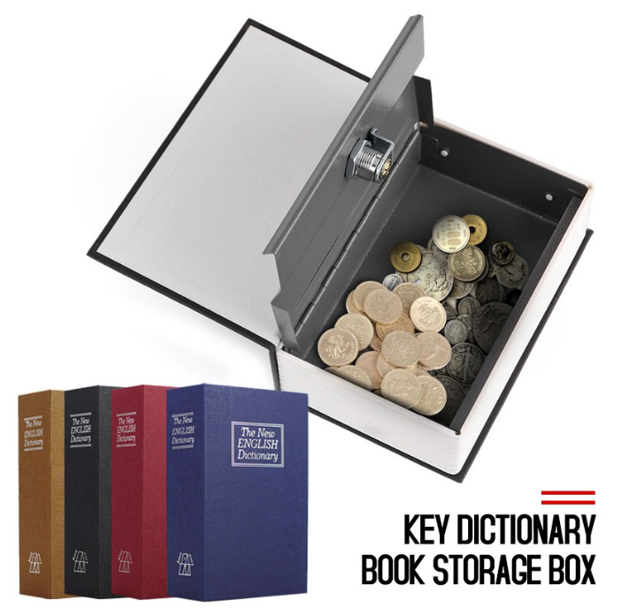 Metal Steel Dictionary Mini Safe Box Book Money Hidden Secret Security ...