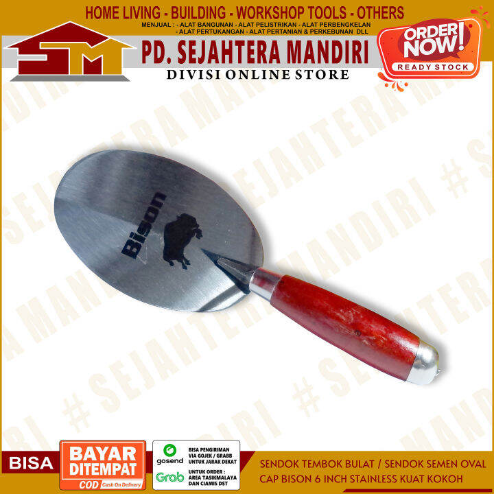 Sendok Tembok Bulat - Sendok Semen Oval Cap Bison 6 Inch Stainless Kuat ...