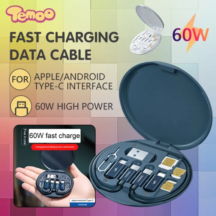 Temoo 60W Fast ชาร์จกล่องเก็บสายเคเบิลข้อมูล,โทรศัพท์มือถือที่วางโทรศัพท์กล่องเก็บของพร้อมกับดึง ...