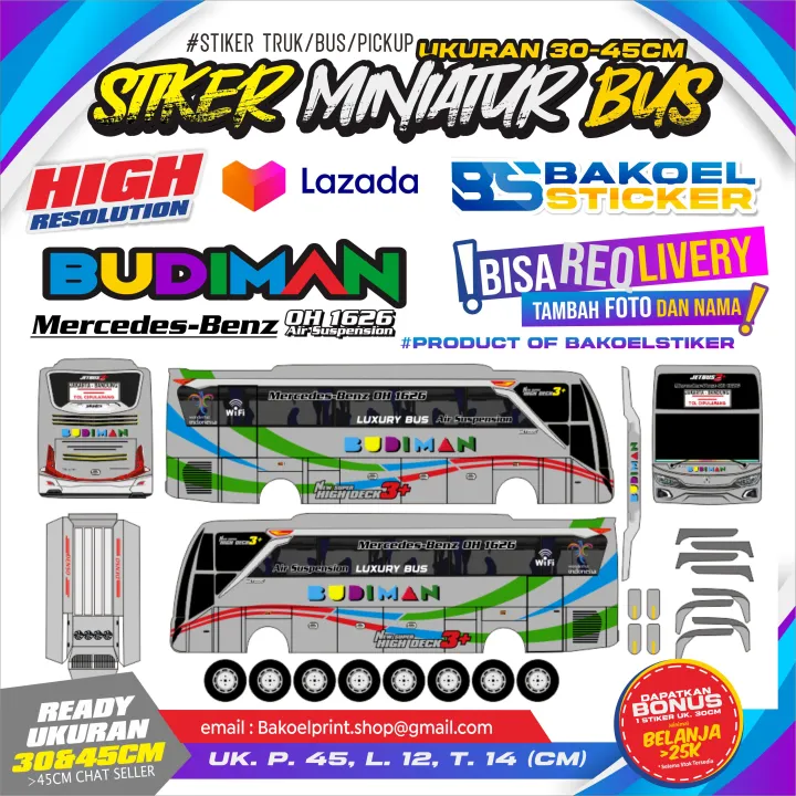STIKER MINIATUR BUS JB3 UK. 30&45CM | Lazada Indonesia