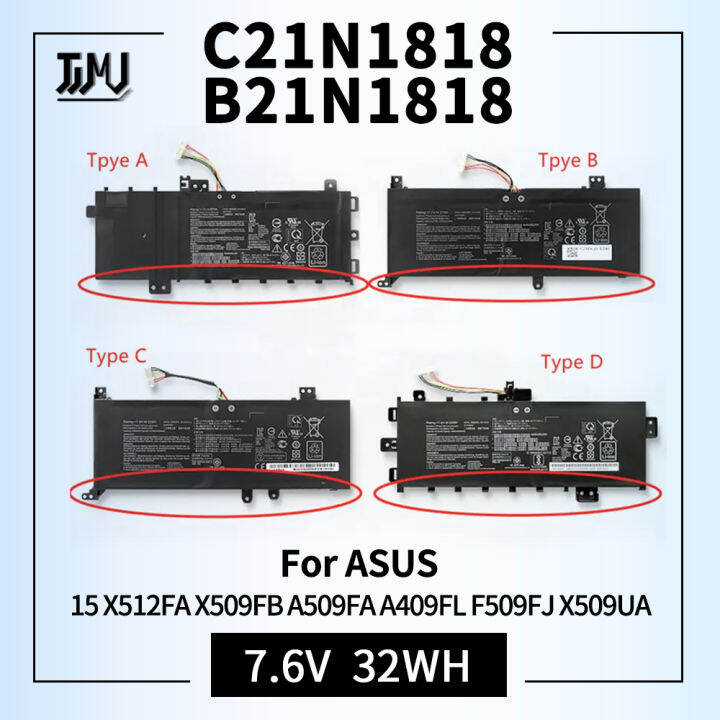 32Wh Laptop C21N1818 B21N1818 B21N1818-1 B21N1818-2 B21N1818-3 15 ...