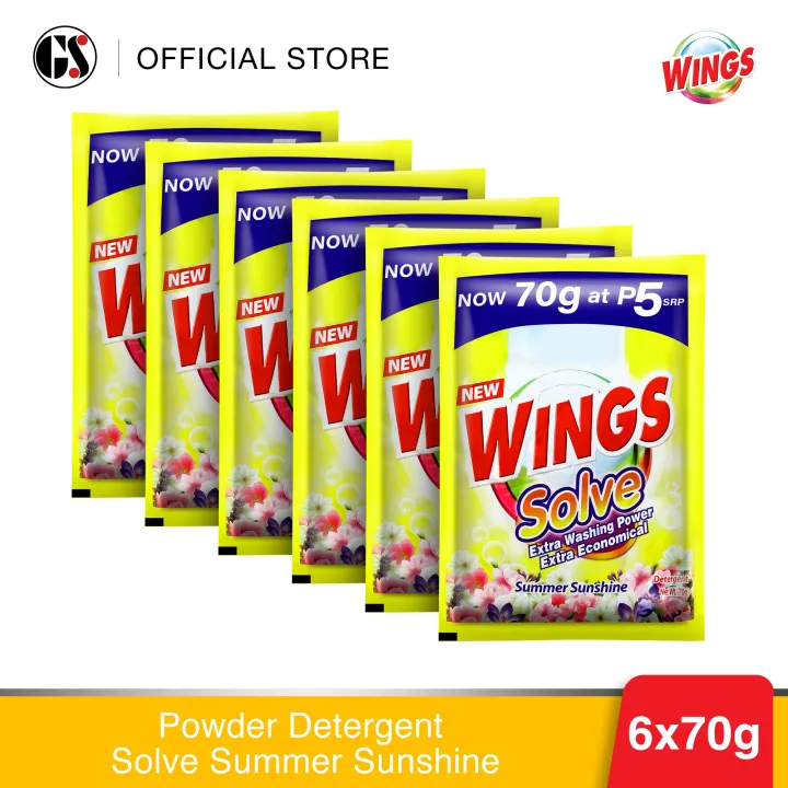 Wings Solve Summer Sunshine Powder Detergent 70 g (6 sachets) | Lazada PH