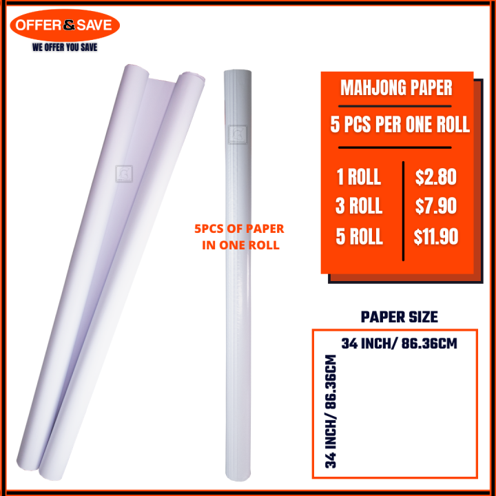 ONS Mahjong Paper 34inch x 34inch 5 Sheet Per Roll Children Drawing ...