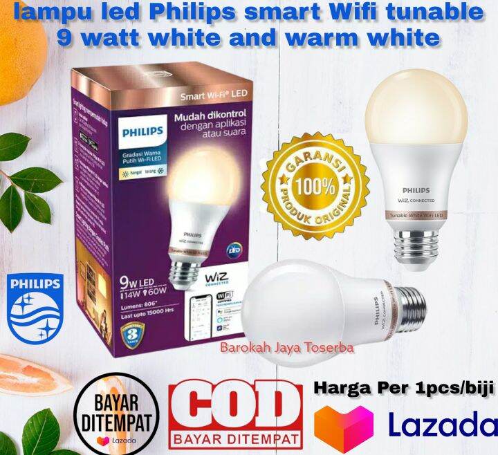 lampu led Philips smart Wifi tunable 8w 8 watt white and warm white ...