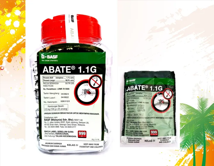25 Sachet x 100g BASF Abate 1.1G Aedes Mosquito Larvae Killer / Pembunuh Larva Nyamuk Aedes | Lazada