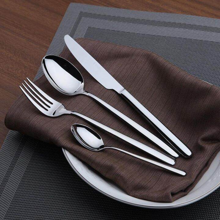 Cozy Zone Dinnerware Set 24 Pieces Cutlery Set Stainless Steel Western ...