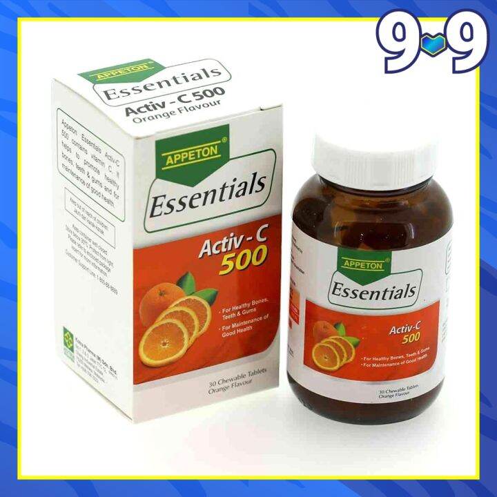 CY APPETON Essentials Activ-C 500 Orange Flavour (30 Chewable Tablets ...