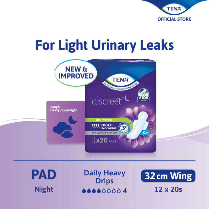 TENA Discreet Night Pad W 32cm(12x20s) | Lazada