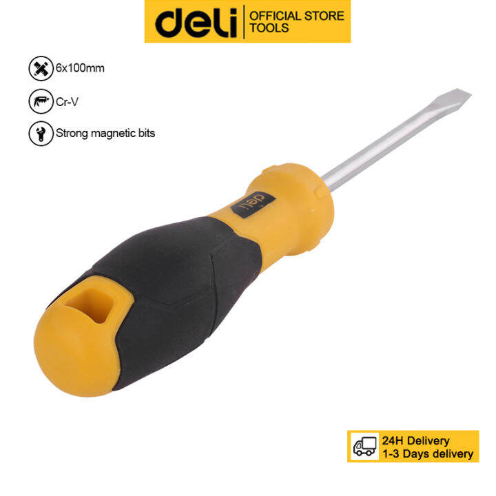 Deli Slotted Screwdriver 6x100mm flat Magnetic Screwdriver Hand ...
