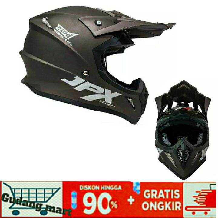 Helm cross jpx Gunmetal doff ORIGINAL JPX Cross Off Road Protektor ...