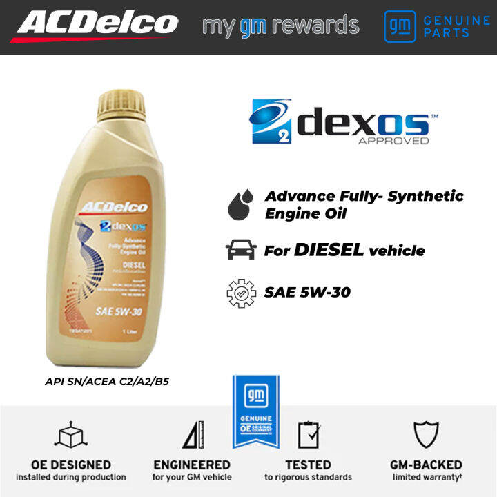 AC Delco Dexos2 Fully Synthetic Engine Oil 5w30 API SN (1L ...