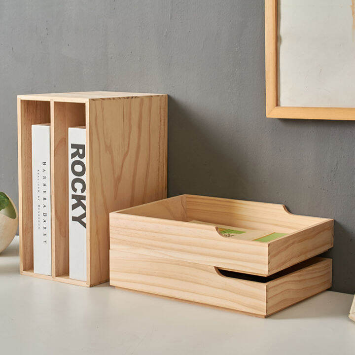 Office A4 Paper Solid Wood Storage Box Drawer Shelf Mini Storage Box ...