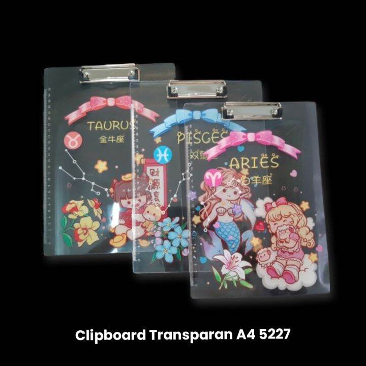 Papan Jalan Klip Plastik Clipboard Transparan Bening Gambar Karakter A4 ...