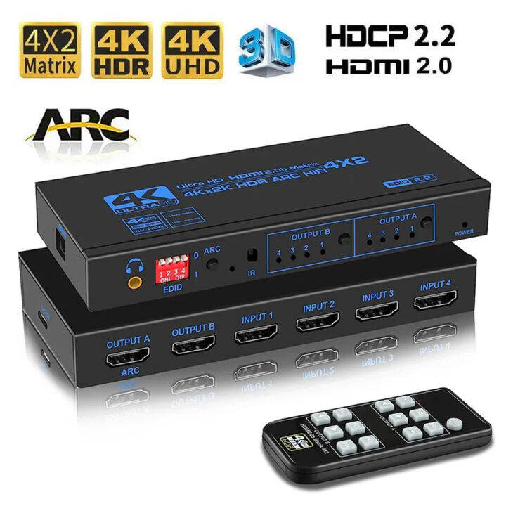 【In Stock】4K 60Hz HDMI TV Adapter Matrix Switch 4x 2 Audio Switcher ...