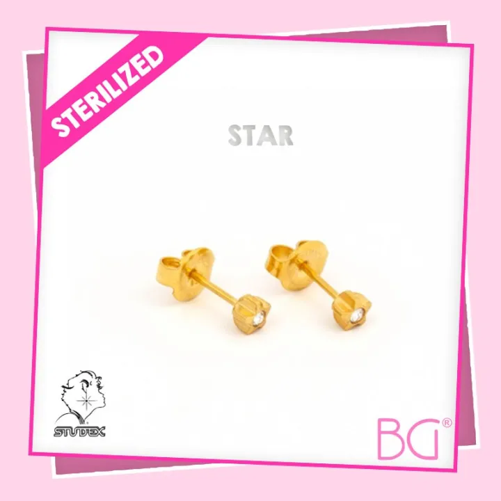 BROADWAY GEMS STUDEX Earring Star Shape with Stone -Gold | Lazada PH