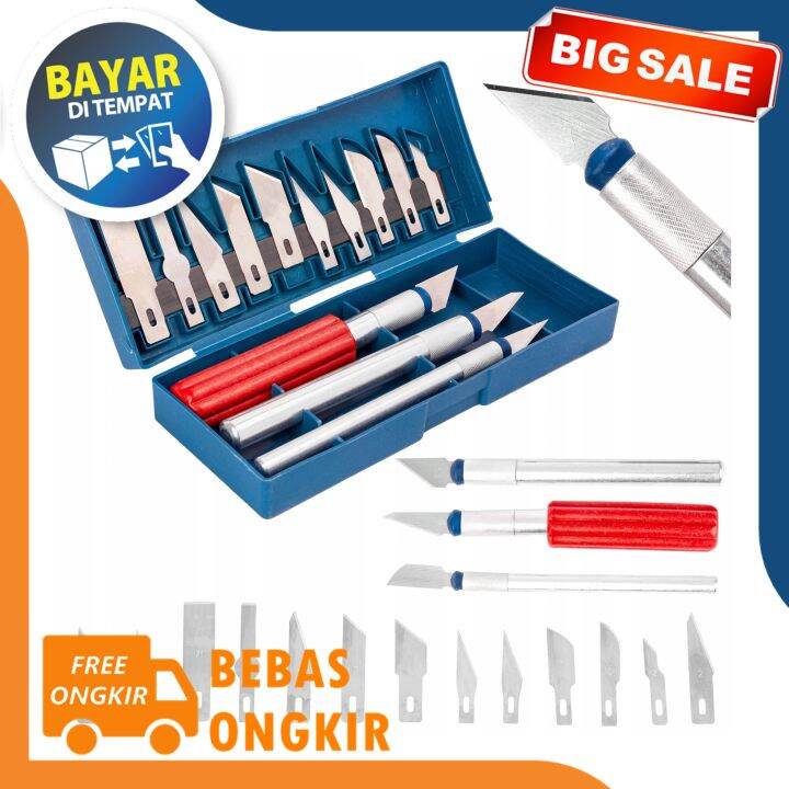 Set Pisau Alat Ukir Pahat Seni Dengan 3 Handle 13 in 1 Hobby Craft ...
