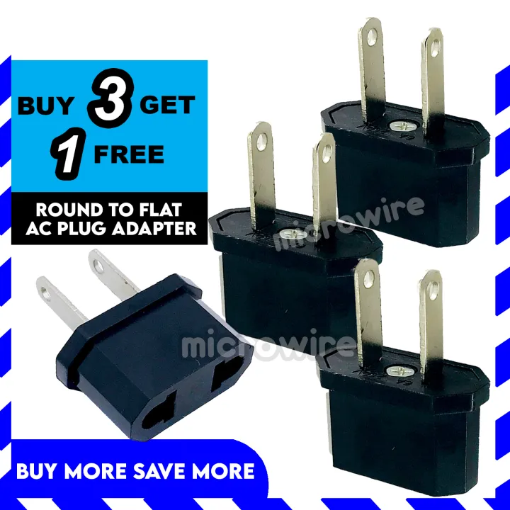 PROMO!!! Round To Flat AC Plug Adapter Adaptor Heavy Duty | Lazada PH