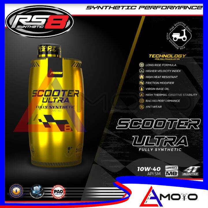 GENUINE SYNTHETIC RS8 SCOOTER ULTRA 10W-40 FULLY SYNTHETIC 800ML - 1 ...