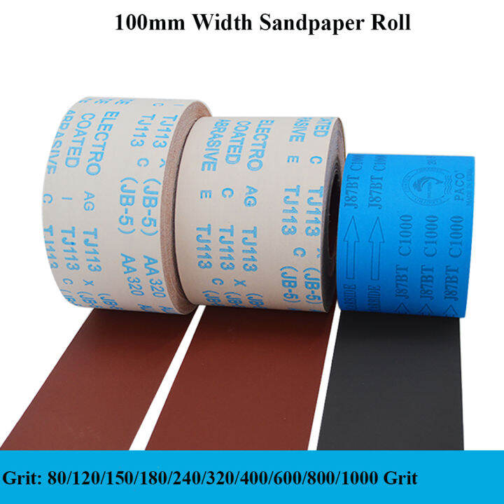 1/2/5M 4'' 100mm Width Sandpaper Roll Emery Cloth Sand Paper Sanding Abrasive Sheets 80 120 150 ...