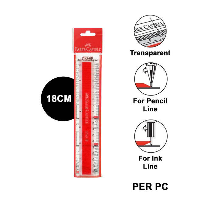 Faber-Castell 18cm Transparent Hard Plastic Straight Ruler / Pembaris ...