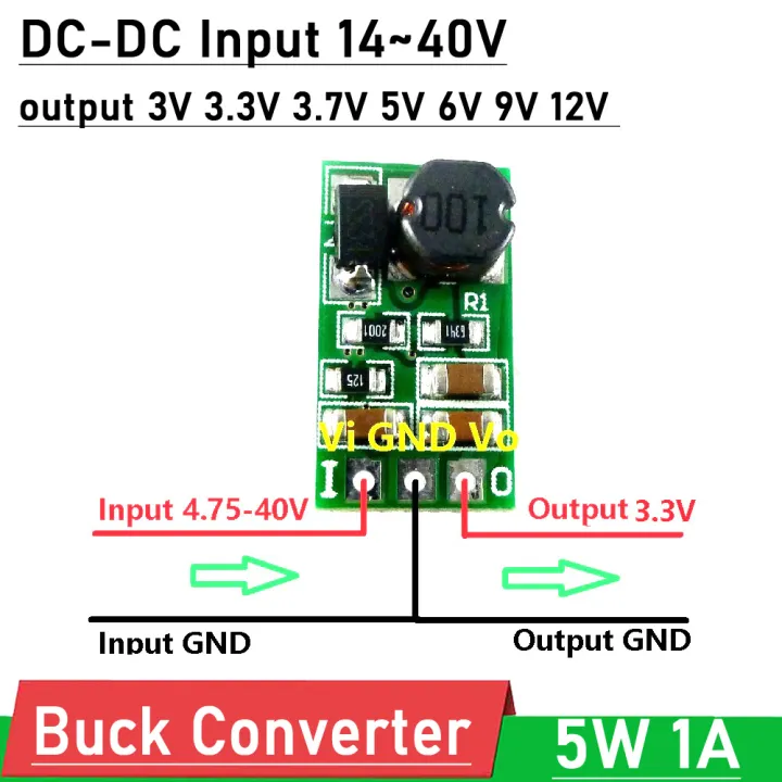 Mini 5W 1A DC-DC Buck Converter 5V-40V 24V Step-up TO 3V 3.3V 3.7V 5V 6V 9V 12V Voltage ...