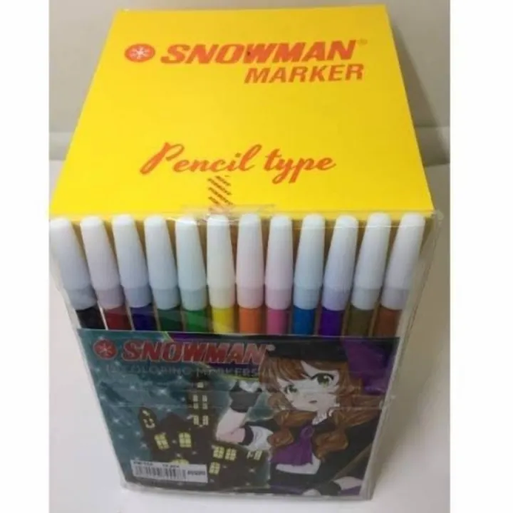 Spidol Snowman 12 Warna/Spidol Mewarnai/Spidol Kecil/Pensil Warna ...