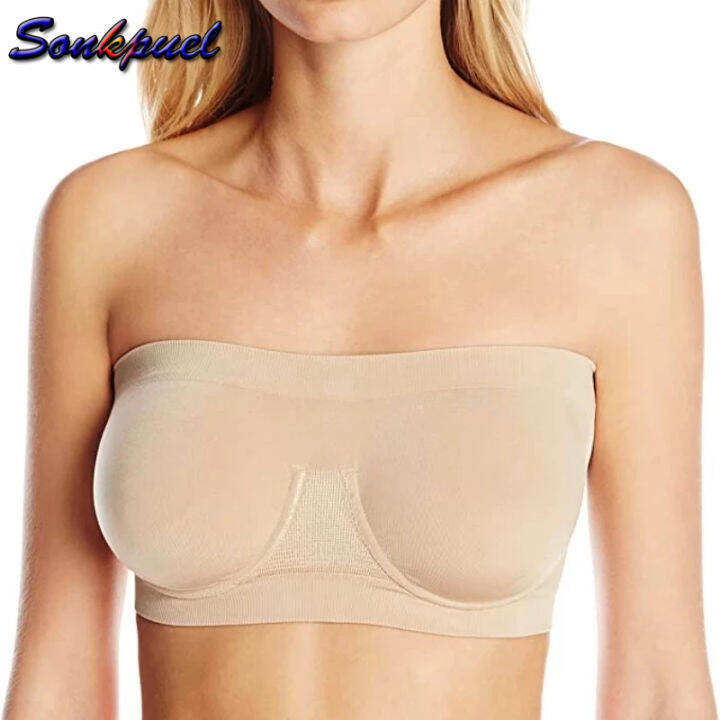 Sonkpuel Women Seamless Bra Plus Size Crop Top Sexy Strapless Bra