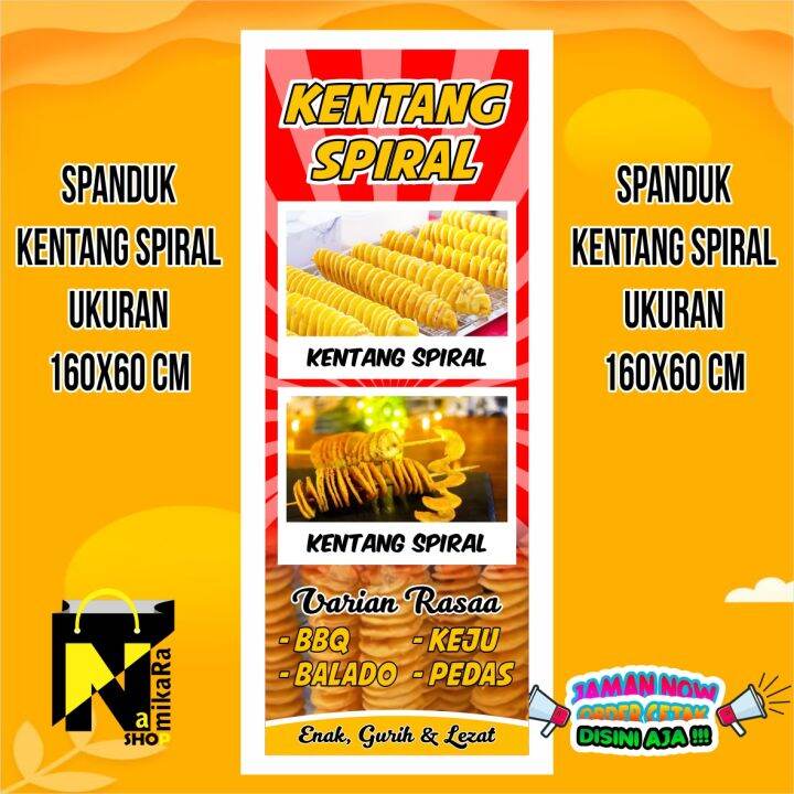 Spanduk Banner kentang sepiral terbaru custom ukuran 160x60 cm / banner ...