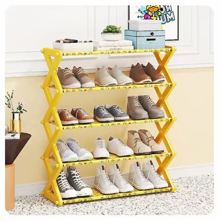 YH-8809 Multifunctional 5 Layer Stainless Steel X-shaped Shoe Rack ...
