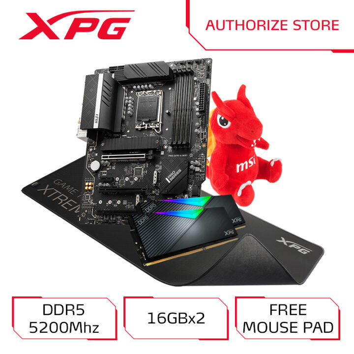 XPG LANCER RGB DDR5 DRAM MODULE 5200MHZ 16GBx2 + MSI PRO Z690-A WIFI BUNDLE WITH FREE XPG ...