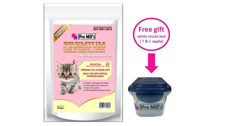 Pro Mill's Premium Milk Replacer + Enriched COLOSTRUM for kitten 200gm ...