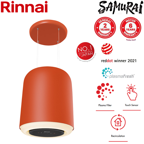 RINNAI PLASMA ISLAND HOOD SUCTION POWER 650m³/hr WITH 3 SPEED SETTINGS RH-D3154 (BLACK/ ORANGE ...