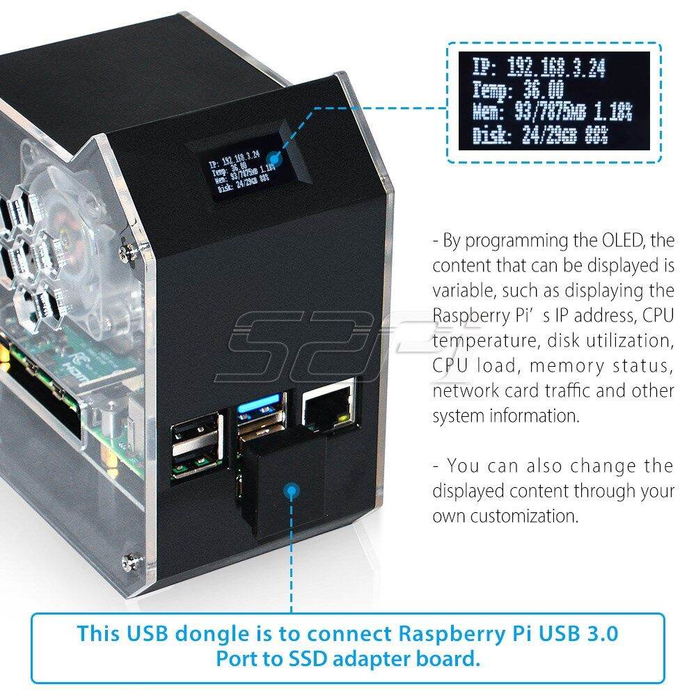 52Pi Raspberry Pi 4 Model B ABS รูปหอคอยเล็กชุด NAS พร้อมทาวเวอร์ ...