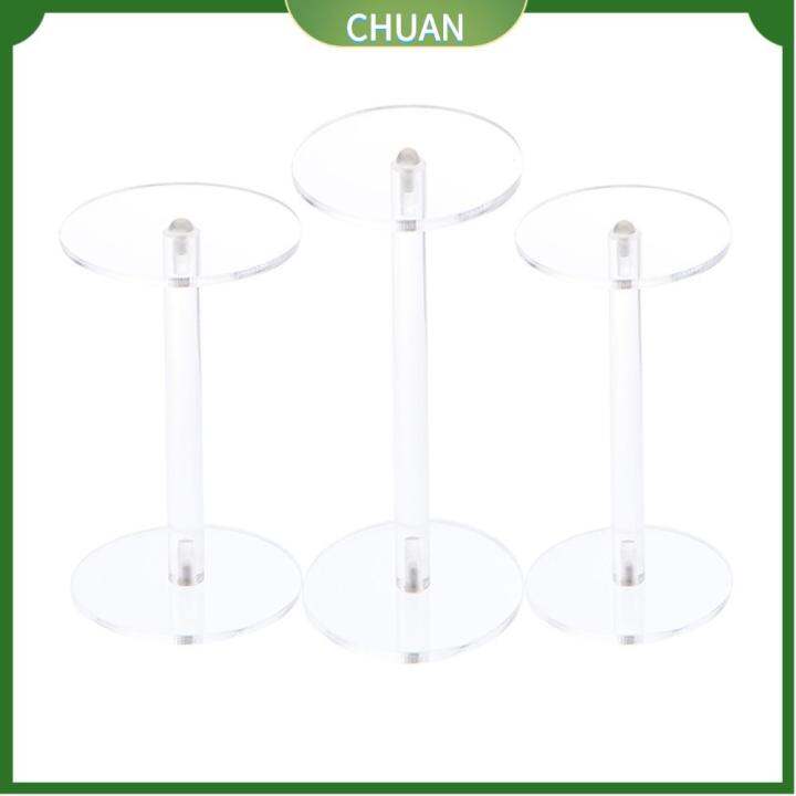 CHUAN 3pcs Clear Pedestal Display Stand Transparent Acrylic Round Riser ...