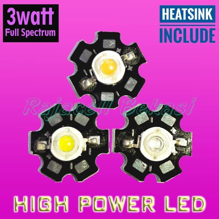 High Power Led HPL Full Spectrum 3W Grow Light Plant 3 Watt + Heatsink ...