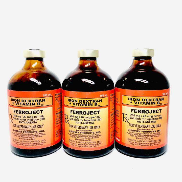 [CL REYES AGRIVE] 3 BOTTLES FERROJECT 100ML / IRON DEXTRAN + VITAMIN ...