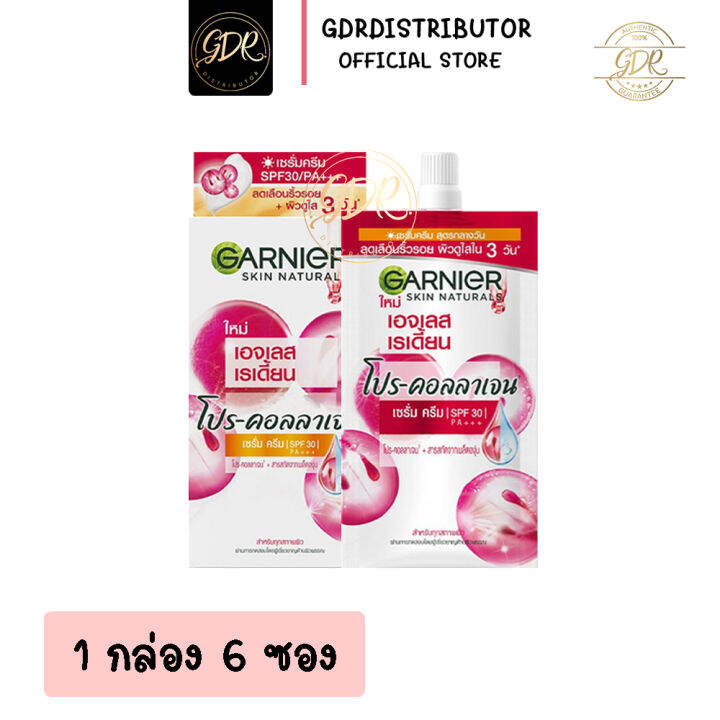 (ยกกล่อง) Garnier skin naturals ageless radiance pro-collagen serum cream spf30/pa+++ การ์นิเย่ ...