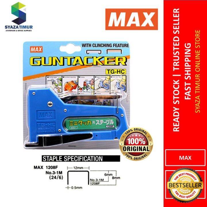 [ST-GR MY] MAX Stapler Gun Tacker TG-HC Stapler & 1208 Staples Bullet ...