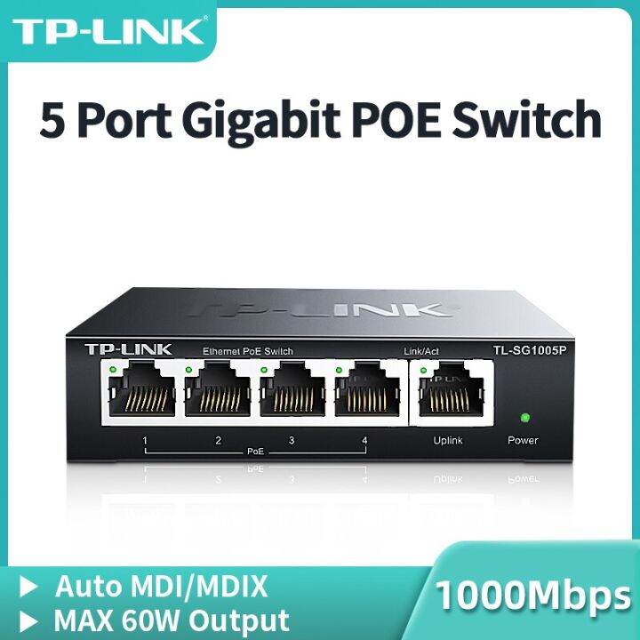 TP-Link 5 Port Gigabit POE Switch 1000GBASE-T Network Switcher RJ45 ...